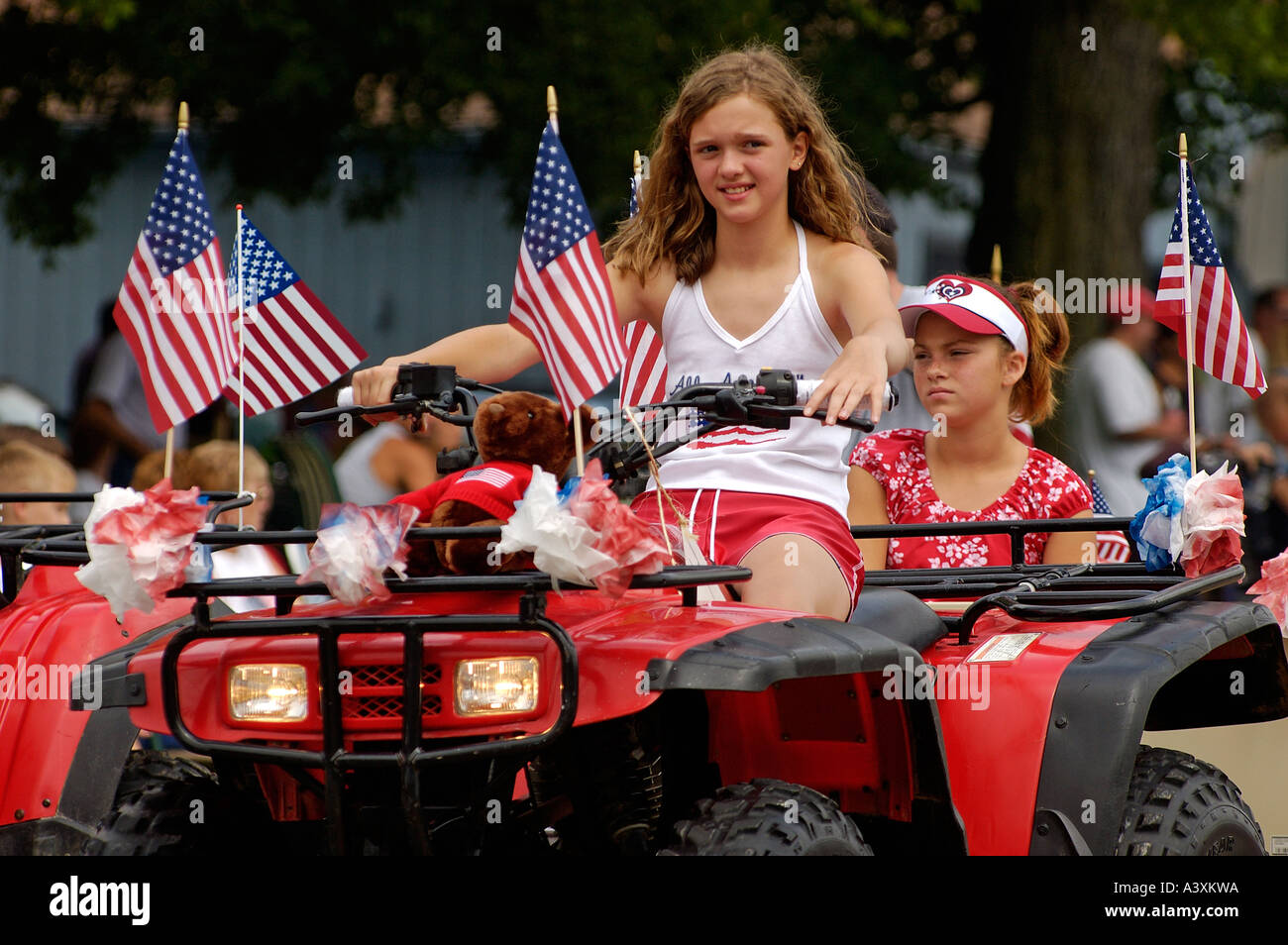 Girl On Four Wheeler In Independence Day Parade Pekin Indiana Stock ...