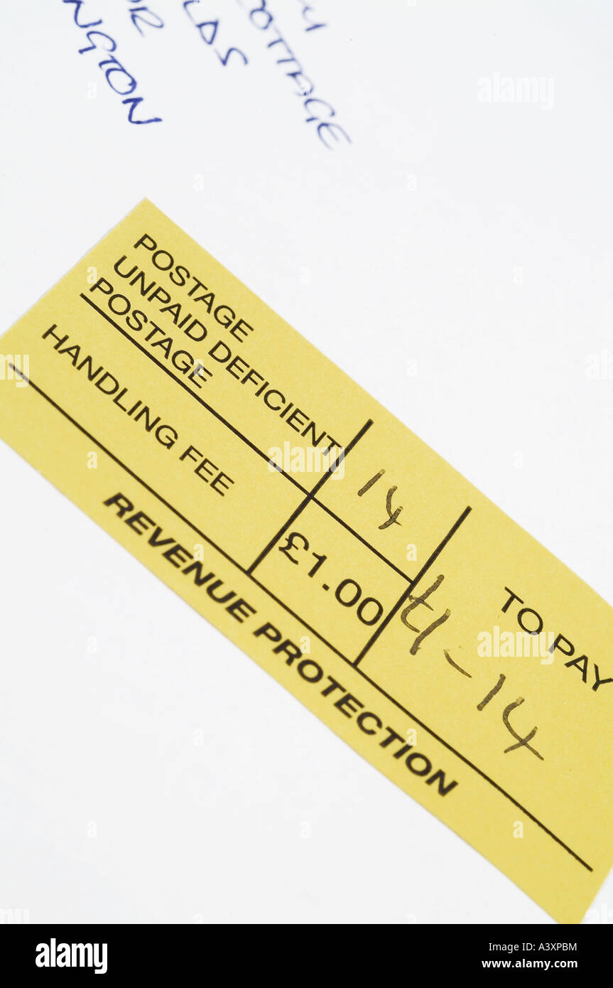 postage unpaid deficient postage Stock Photo - Alamy