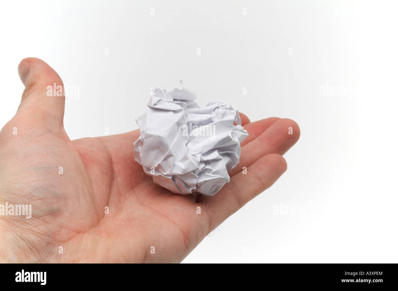 crumpled paper ball in hand Stock Photo - Alamy