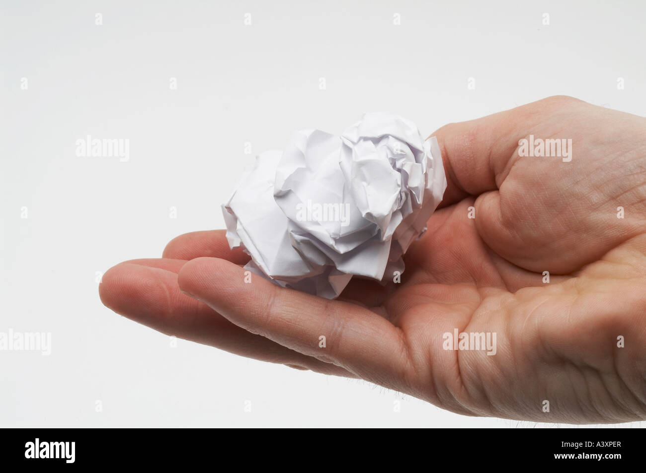 crumpled paper ball palm of in hand Stock Photo - Alamy