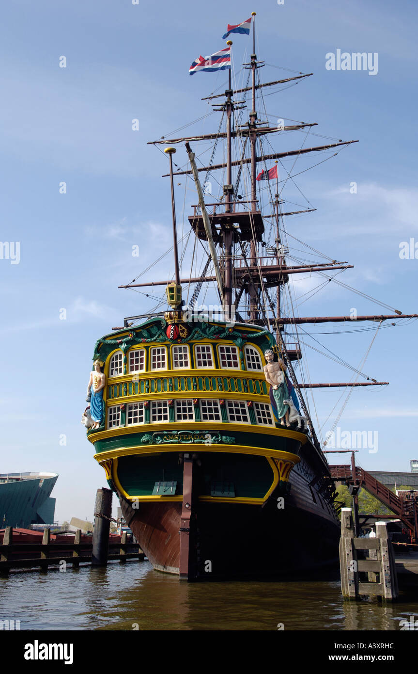 Museum-ship Amsterdam in the harbour of Amsterdam The ship is a replica ...