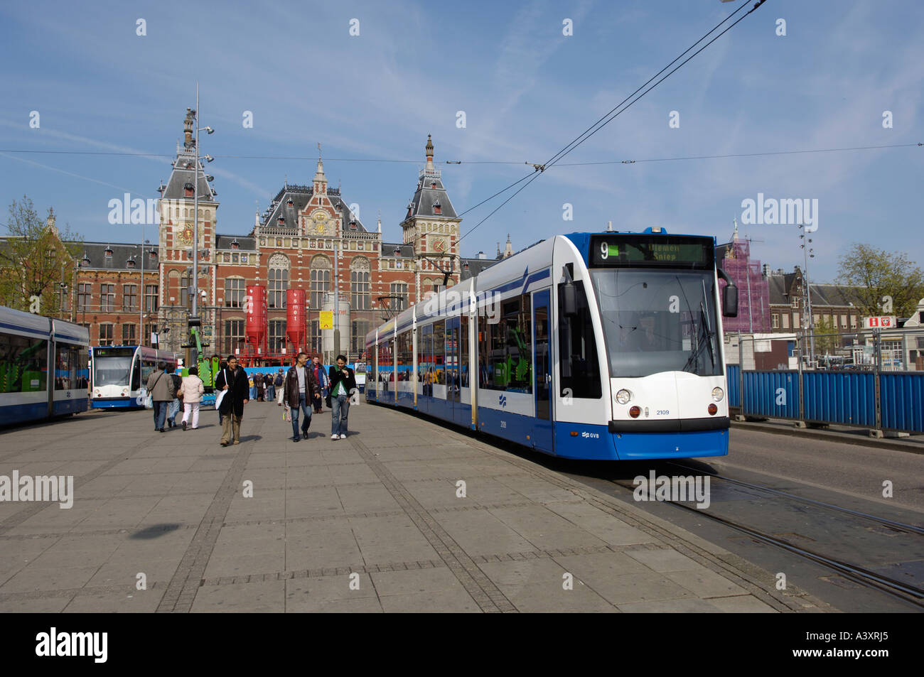 Amsterdam The Netherlands tram at the major tram stop outside the main ...