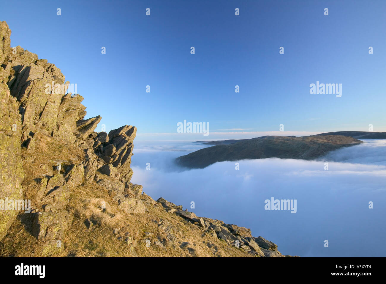Red Screes, above a temperature inversion, Lake District, UK Stock ...