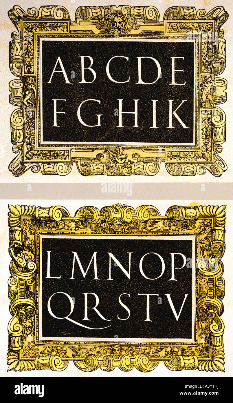 Rome italy 1569 historic historical abc letter letters 16th century hi ...