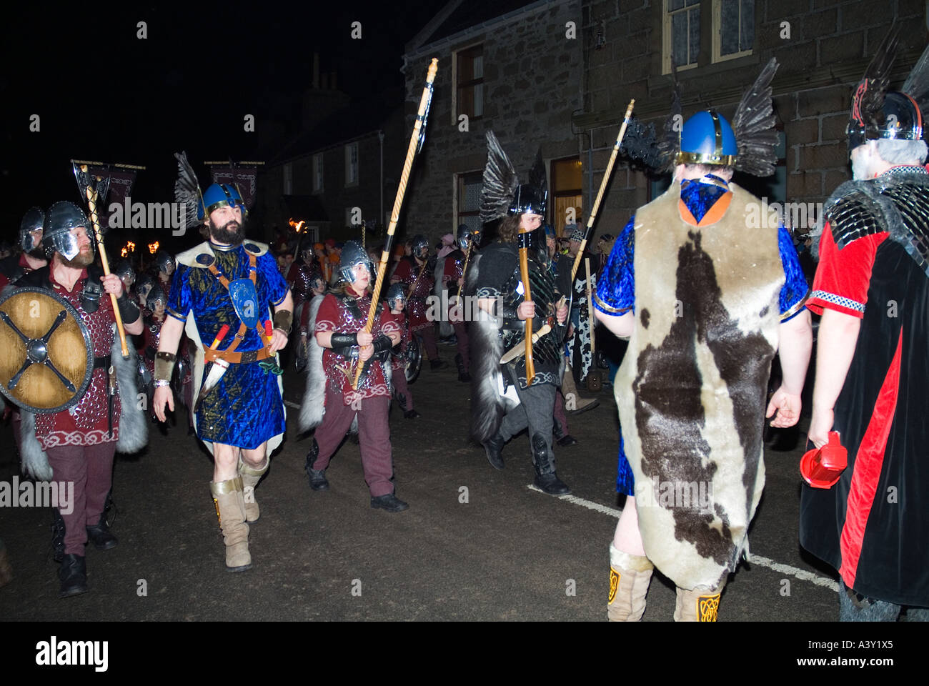 dh Up Helly Aa fire procession LERWICK SHETLAND Guizer Jarl Einar of ...
