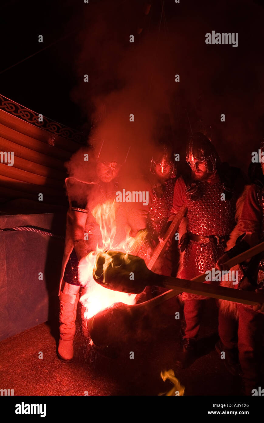 dh Up Helly Aa fire procession LERWICK SHETLAND Guizer Jarl Einar of ...