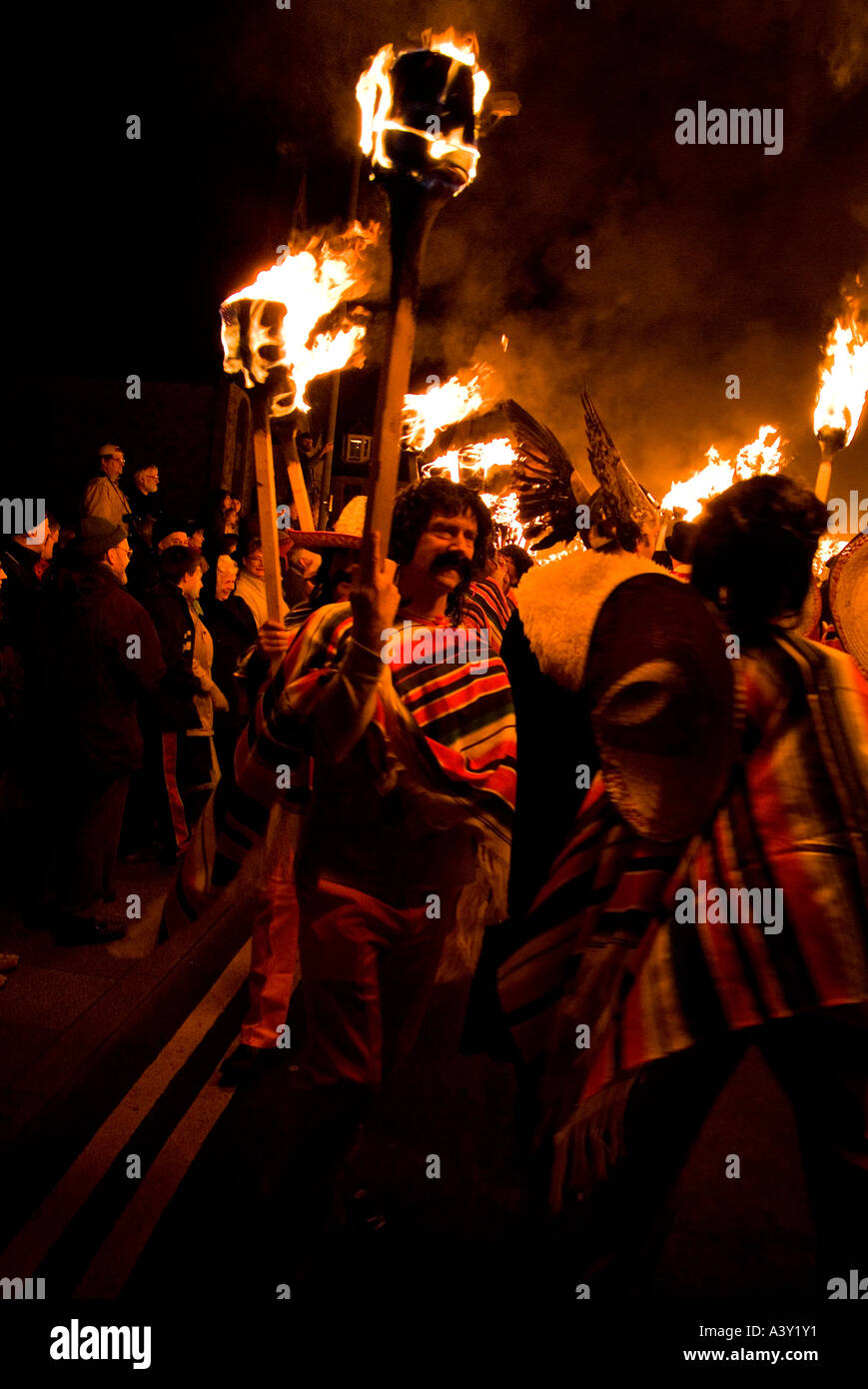 dh Up Helly Aa fire procession LERWICK SHETLAND Guizers parade with ...