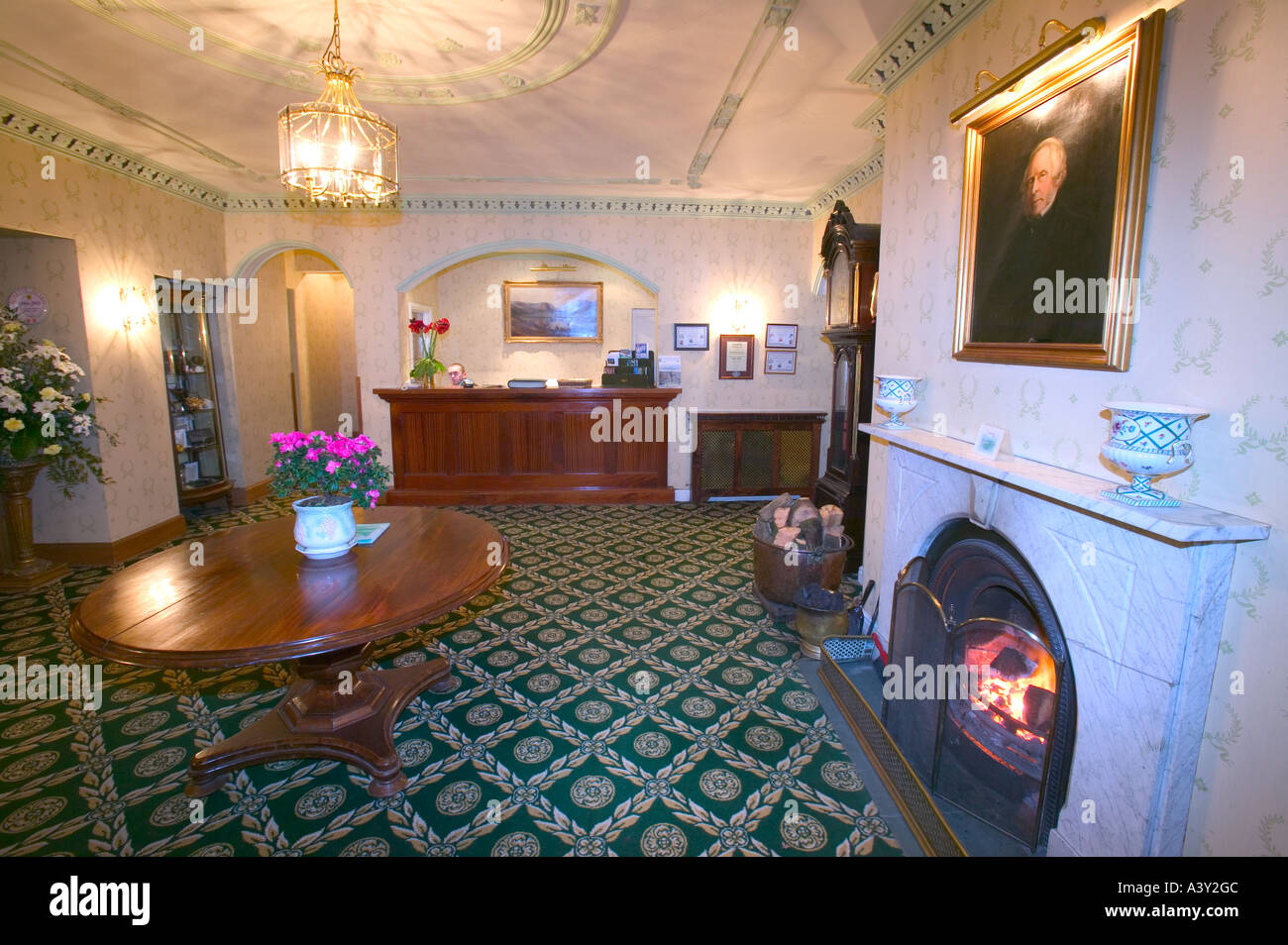 The foyer of the Wordsworth Hotel, Grasmere, Lake district, UK Stock ...