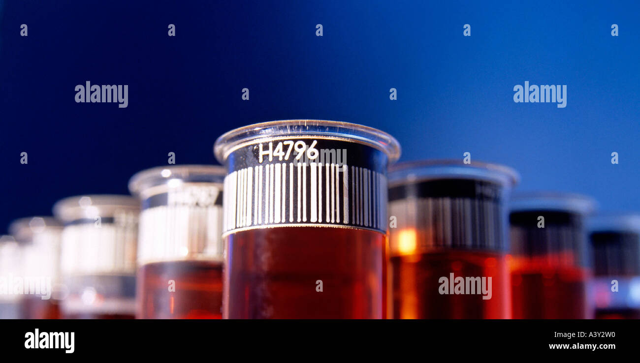 barcode tags on testtubes Stock Photo - Alamy