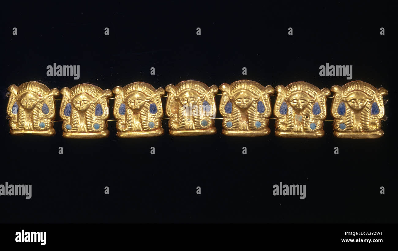 fine arts, ancient world, Egypt, craft / handcraft, chain with clams ...