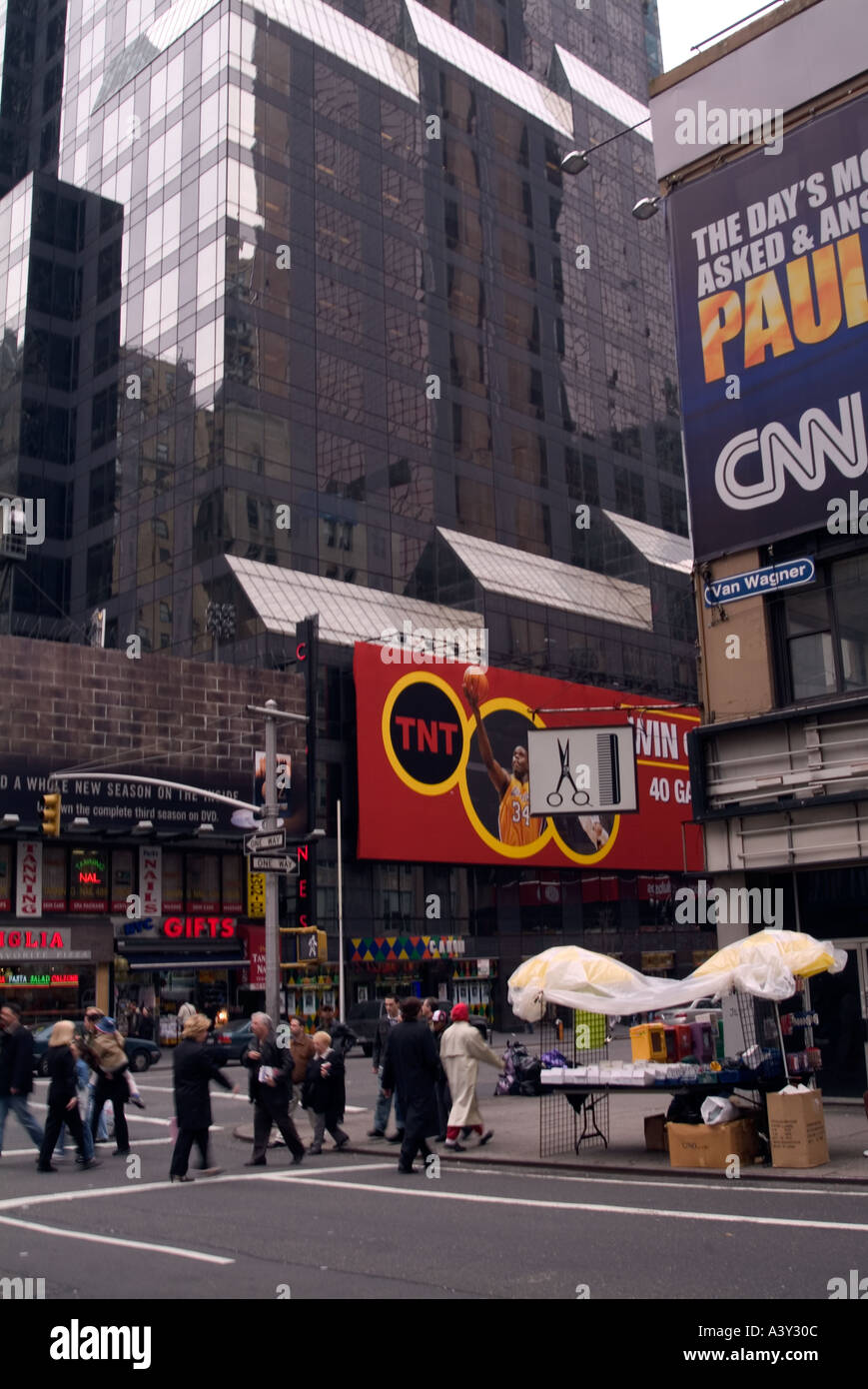 Downtown Manhattan New York City street corner crosswalk people walking ...