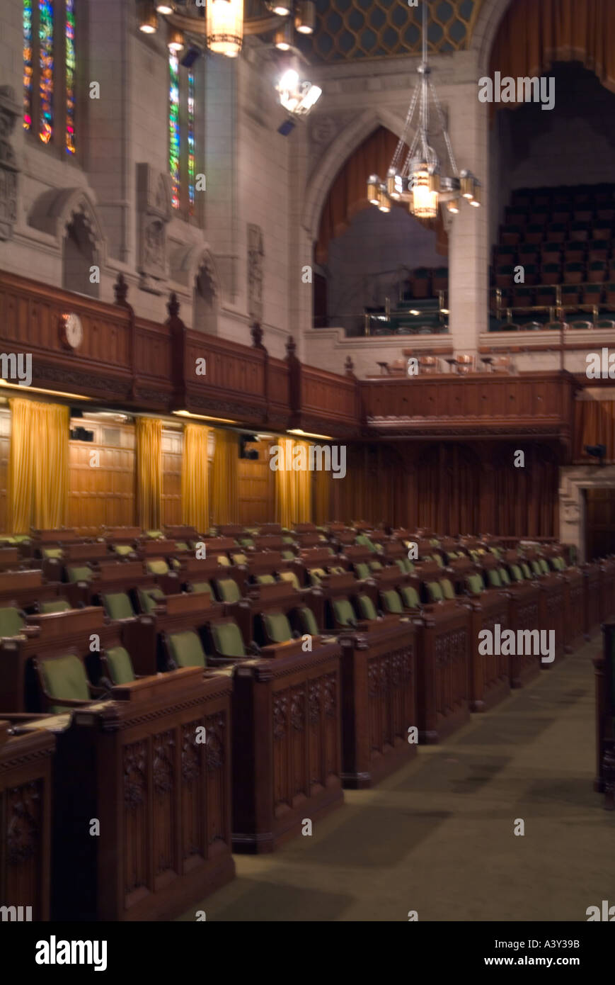 Benches interior House of Commons Parliament Buildings Canada Ottawa ...