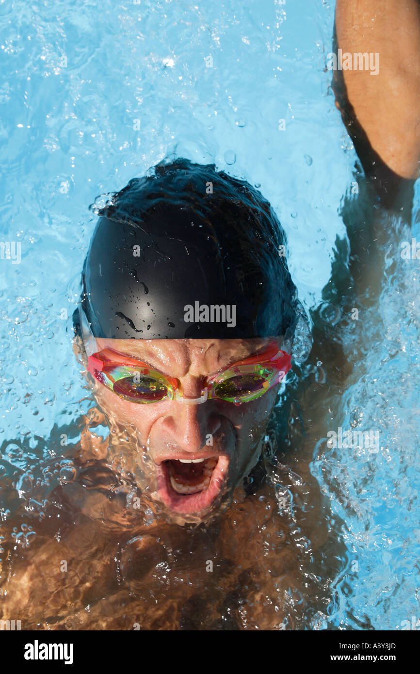 Front view caucasian male swimmer hi-res stock photography and images ...