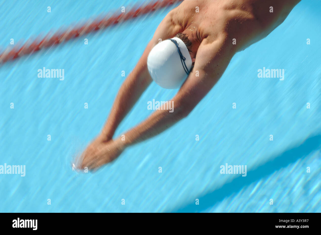 Male Swimmer Diving Stock Photo - Alamy