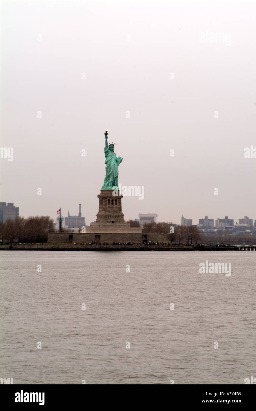 Statue of Liberty landscape ferry view New York City Stock Photo - Alamy
