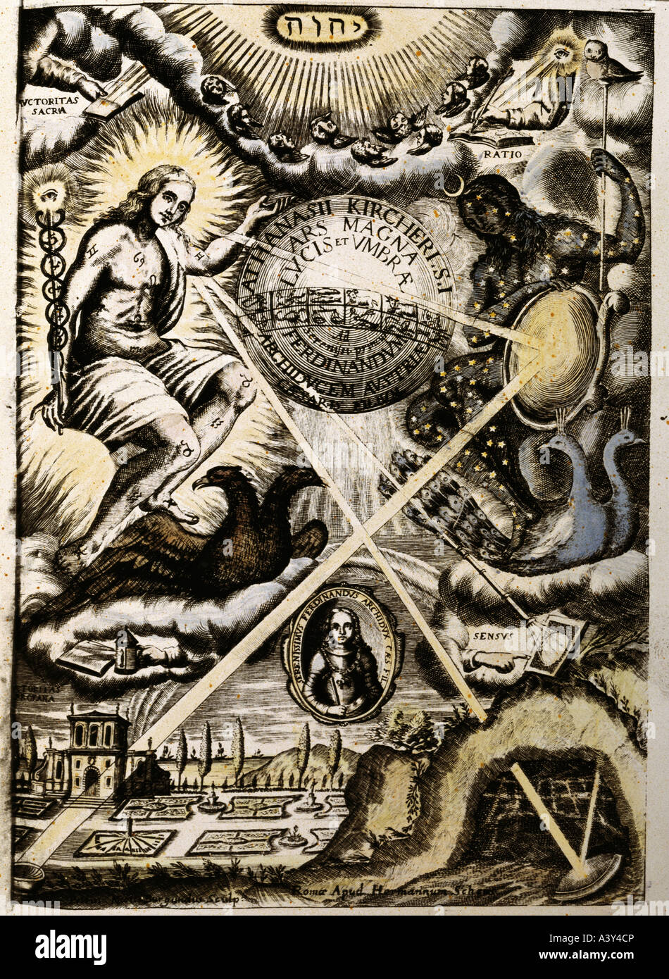 superstition, seal, ideal cosmogram, colour engraving, title for "Ars ...