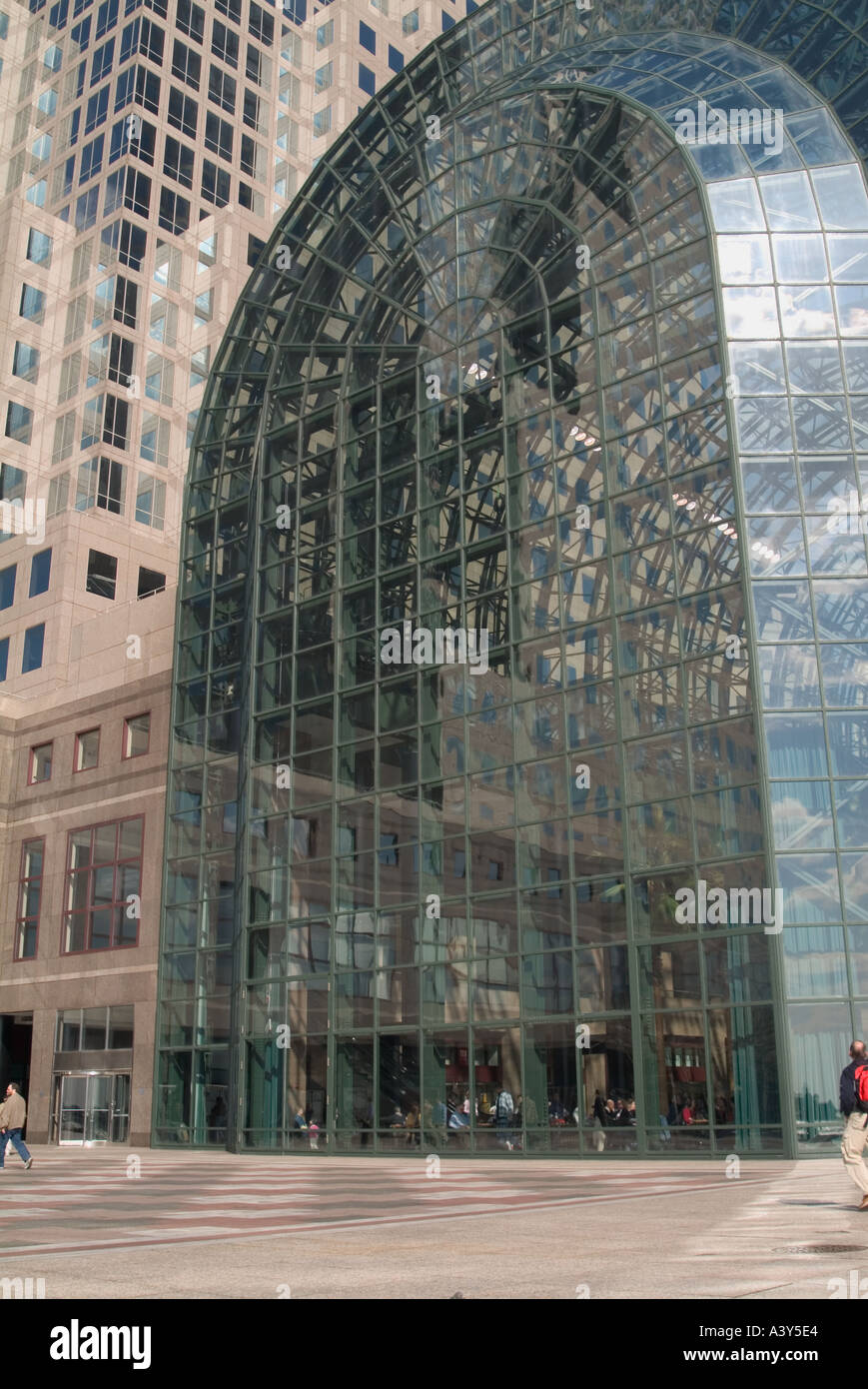 External glass architecture modern buildings front entrance sidewalk ...