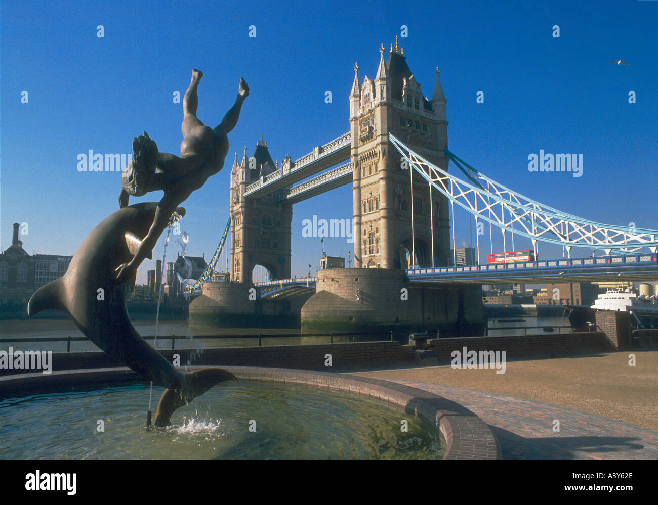 Tower Bridge and statue over the Thames in London Stock Photo - Alamy