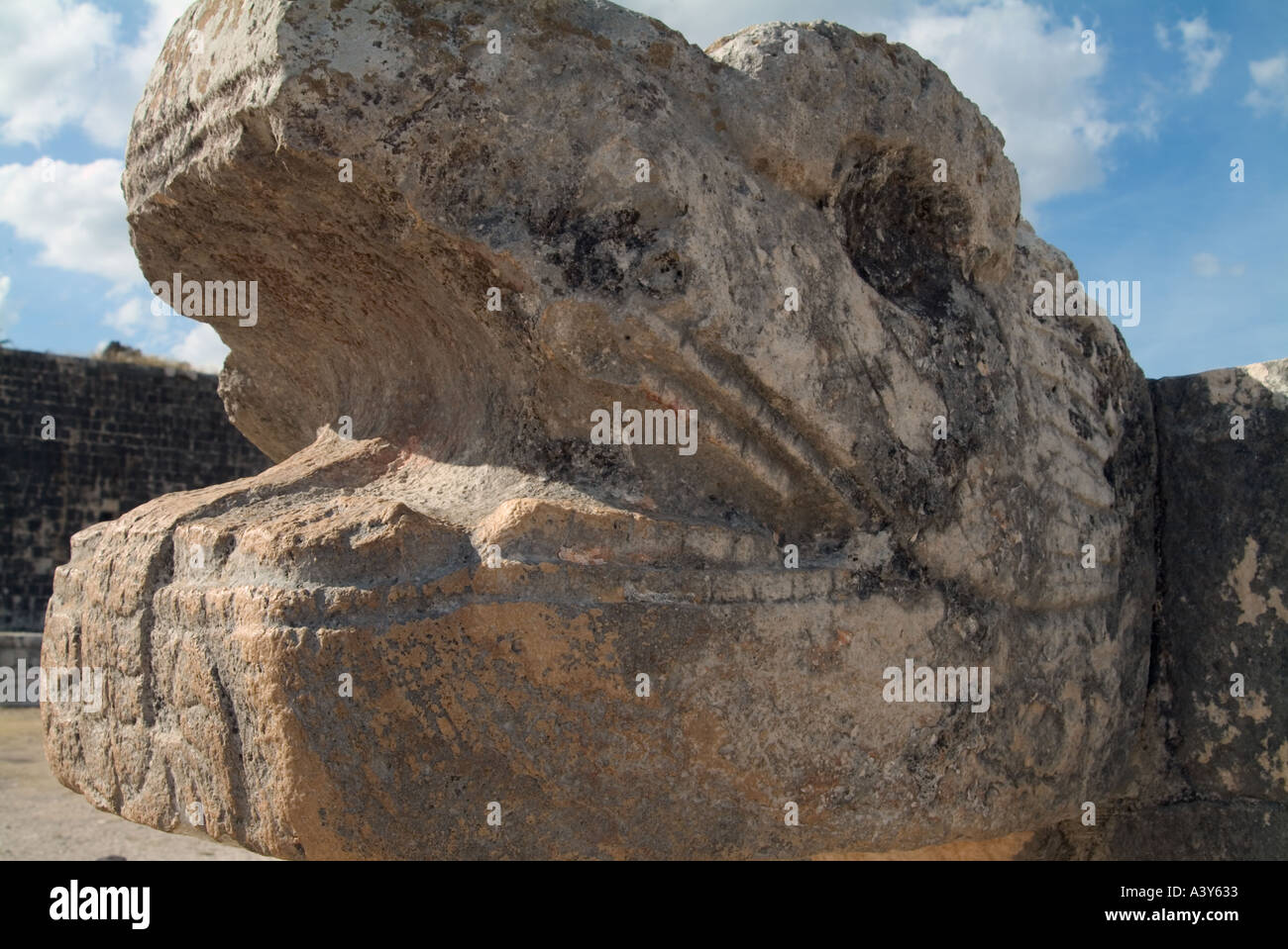 Platform of Venus stone carved feathered serpent Chichen Itza Riviera ...
