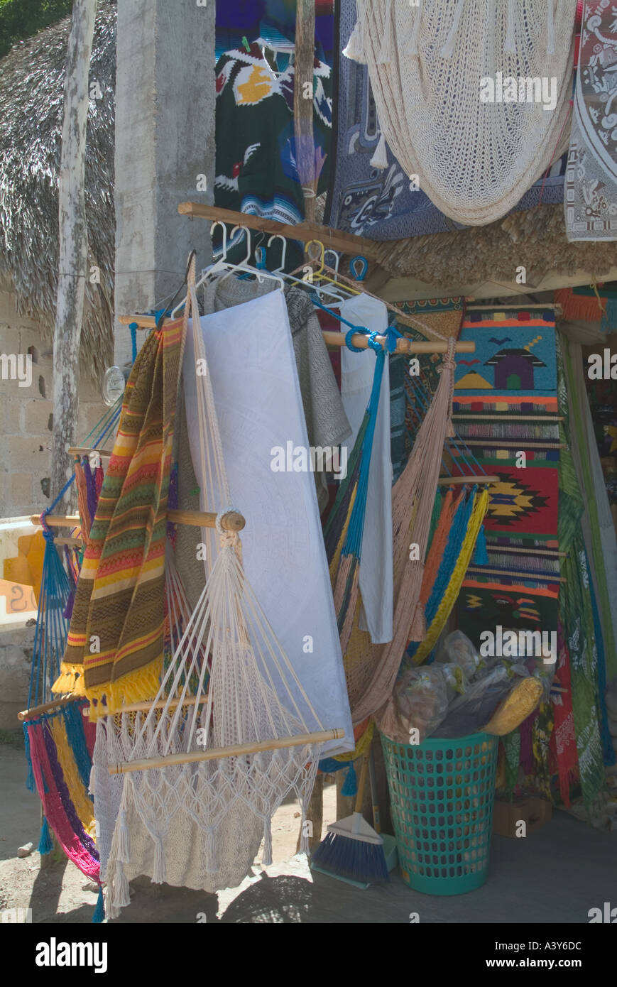 Mexican mayan store display cloth clothing material hammocks linen ...