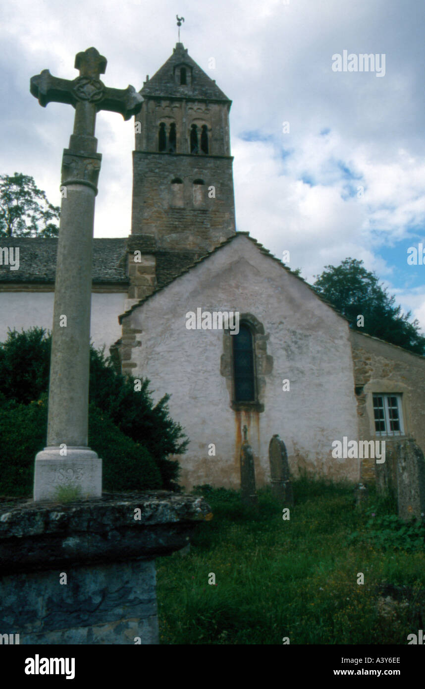small roman church in the middle of a cemetry saint point village ...