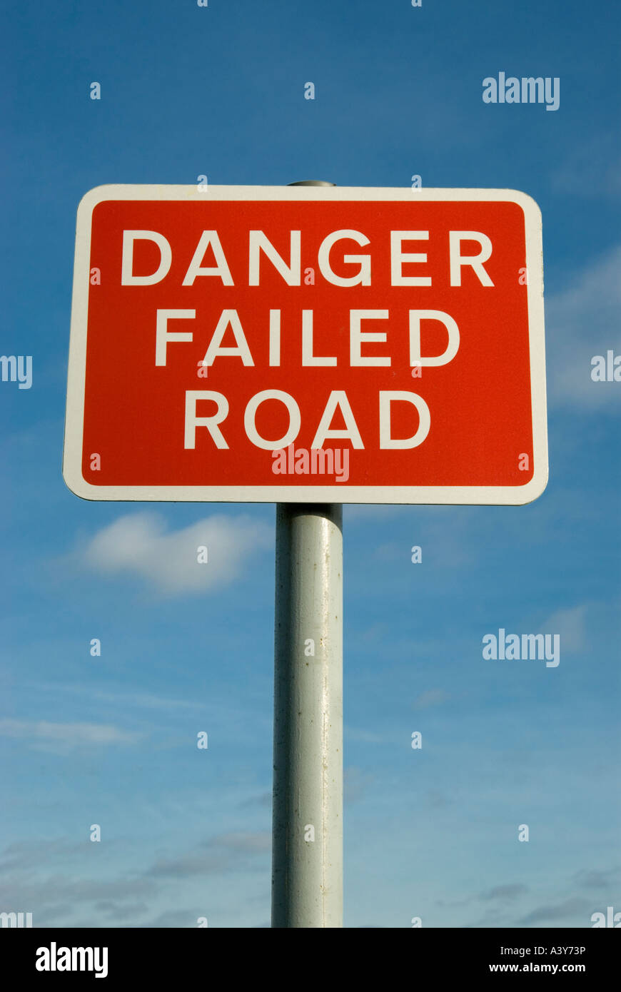 red road sign with words Danger Failed Road Stock Photo - Alamy