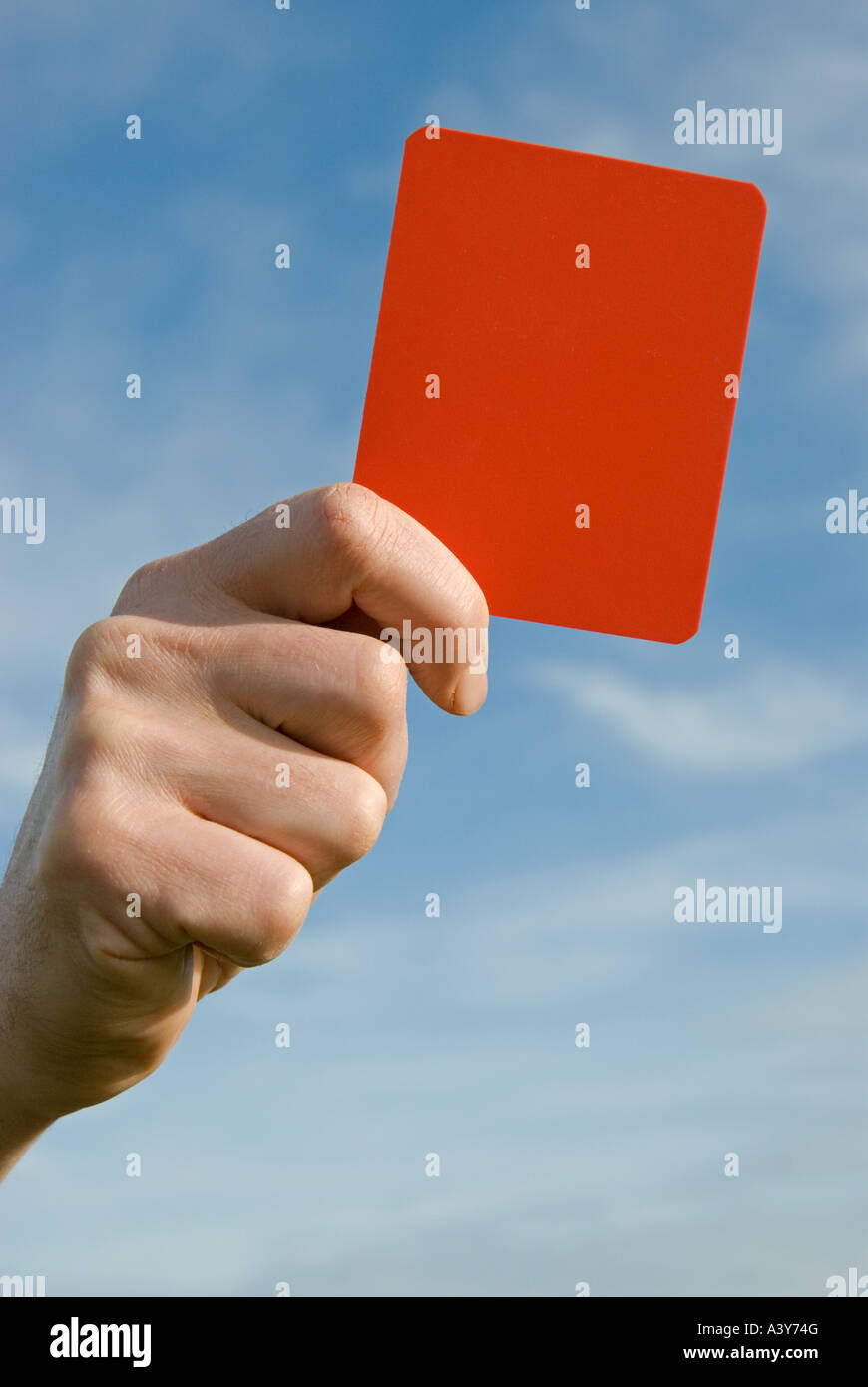close up of referee showing red card Stock Photo - Alamy