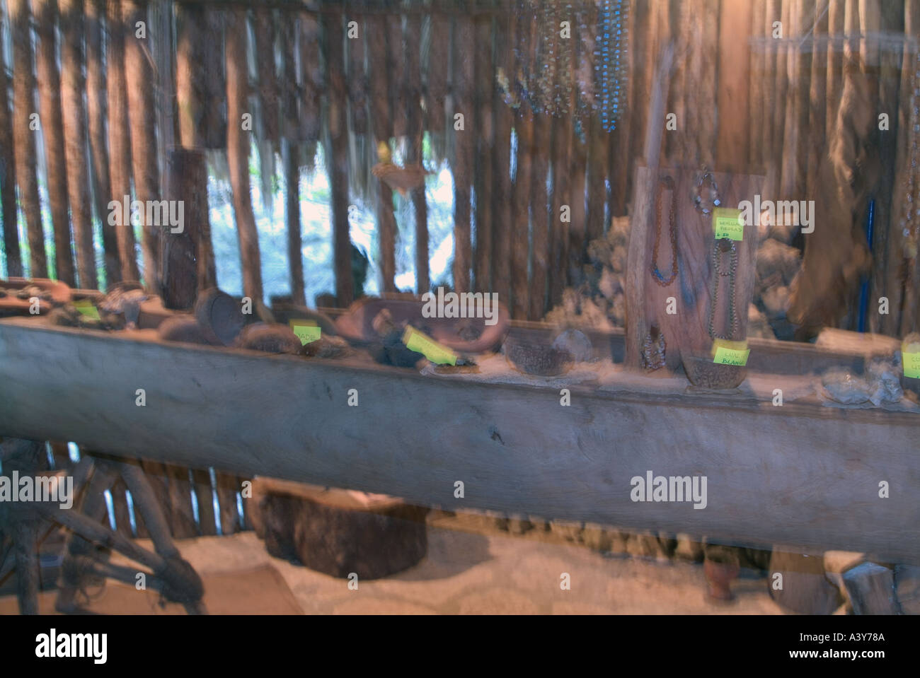 Mayan home interior wooden hut Xcaret Park Riviera Maya Mexico Stock ...