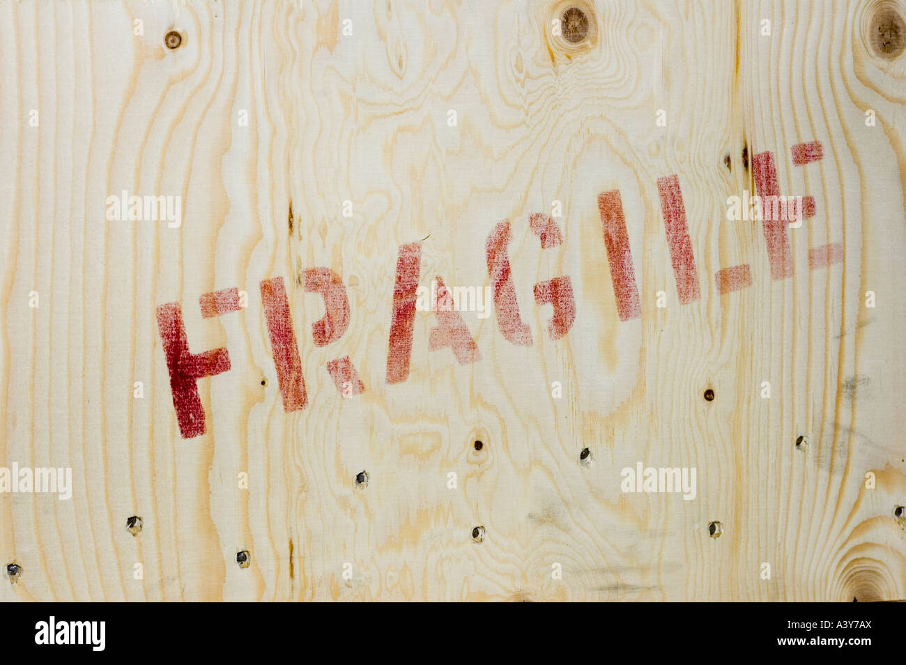 Fragile Markings on the side of a packing case Stock Photo - Alamy