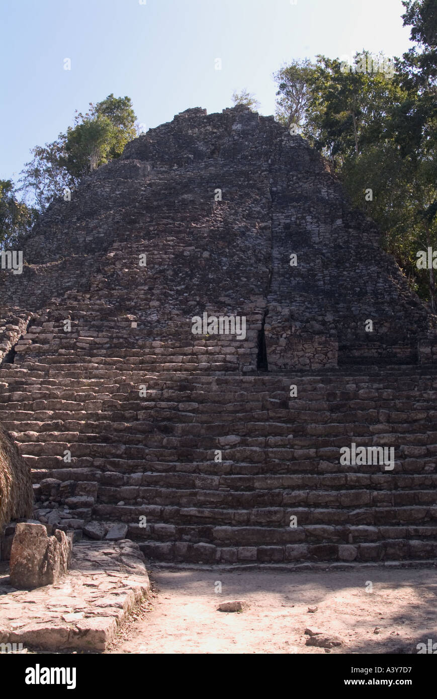 Mayan stone pyramid wall Riviera Maya Mexico Stock Photo - Alamy