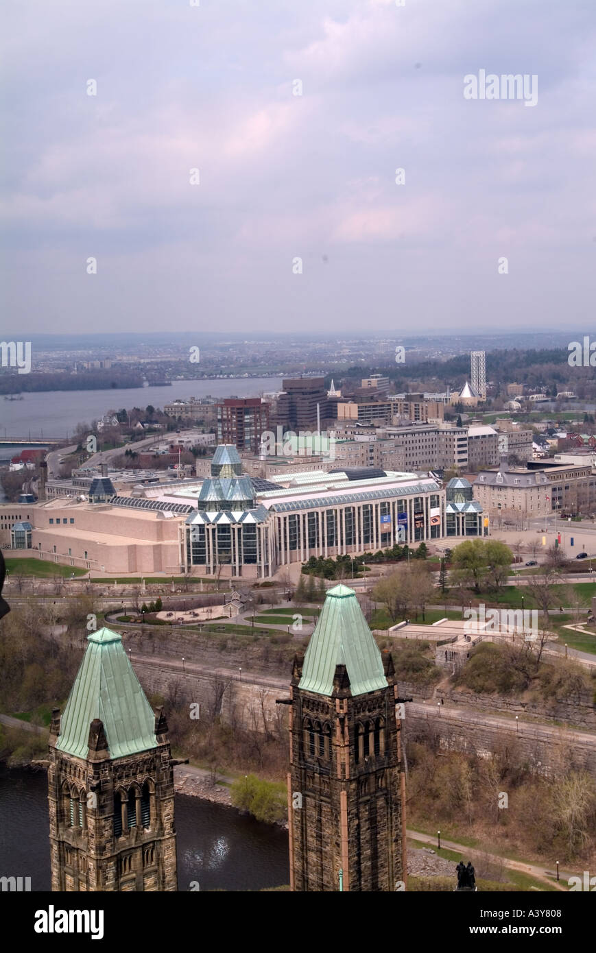 Peace Tower view Ottawa River landscape buildings Ottawa Canada Stock ...