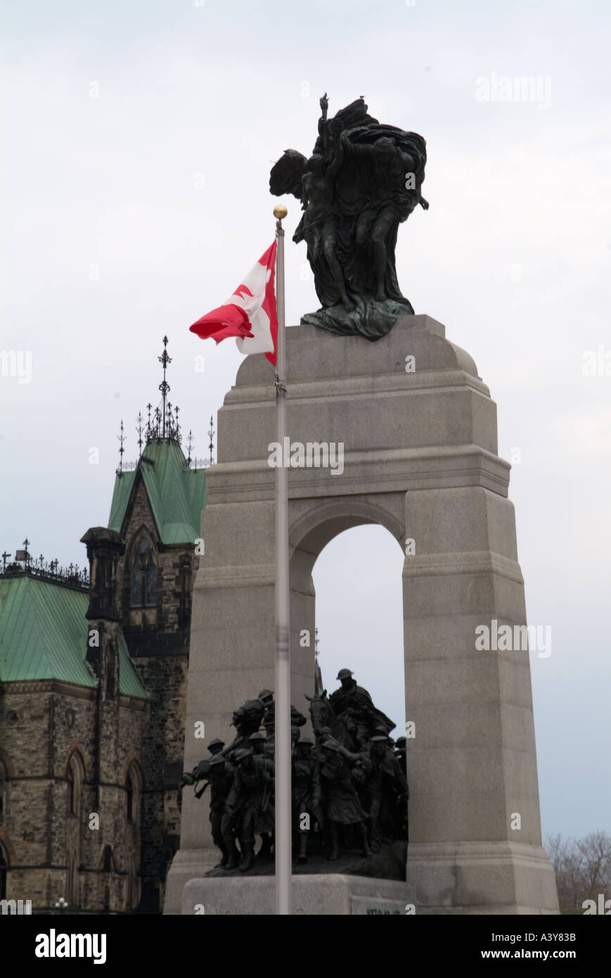 Monuments statues military Parliament Buildings Canadian flag Ottawa ...