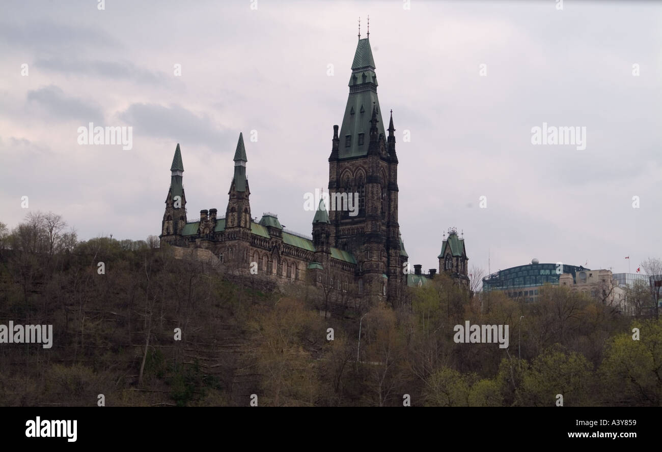Peace Tower clock Canadian flag Parliament Buildings Ottawa Canada ...