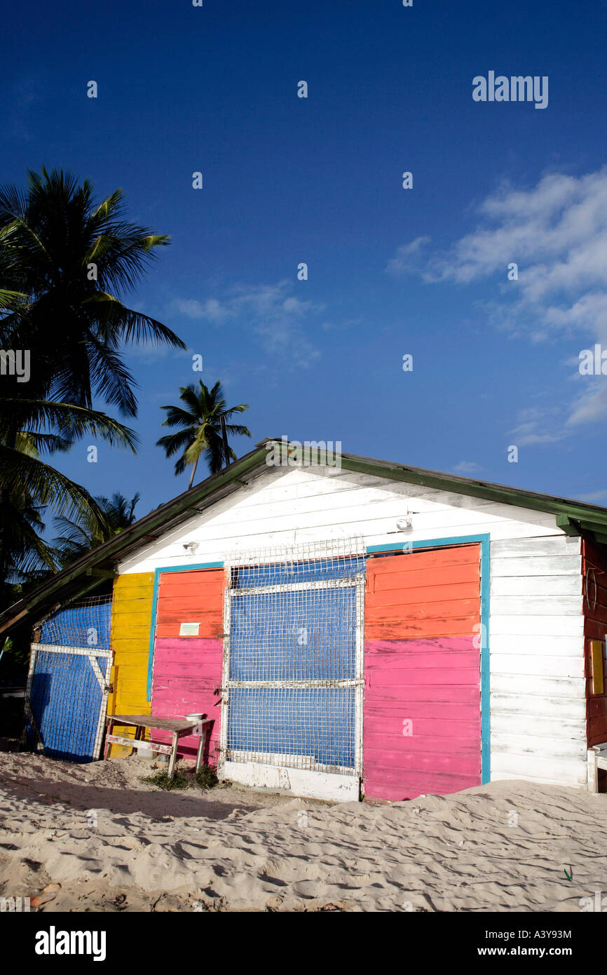 brightly painted beach side hut at Pigeon Point, Tobago Stock Photo - Alamy