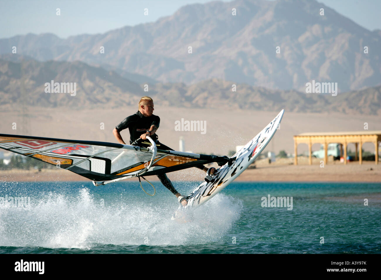 Windsurfing action at Dahab, Egypt Stock Photo - Alamy