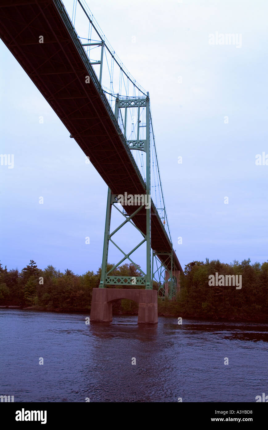 On lake underneath bridge upward view. Thousand Islands Canada North ...