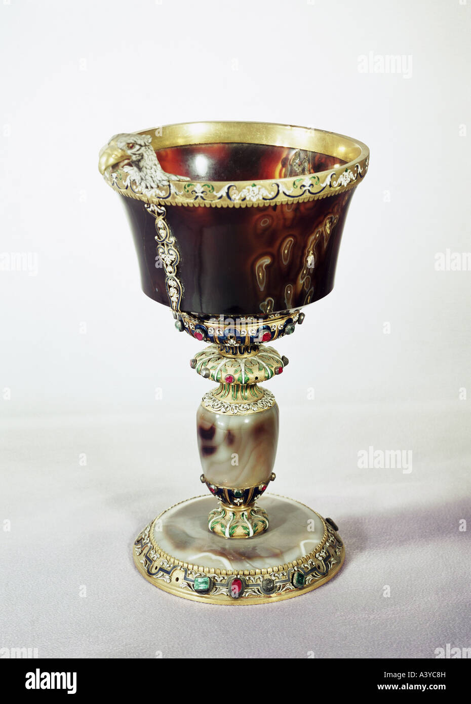 fine arts, vessel, drinking vessel, goblet with eagle head, 17th ...