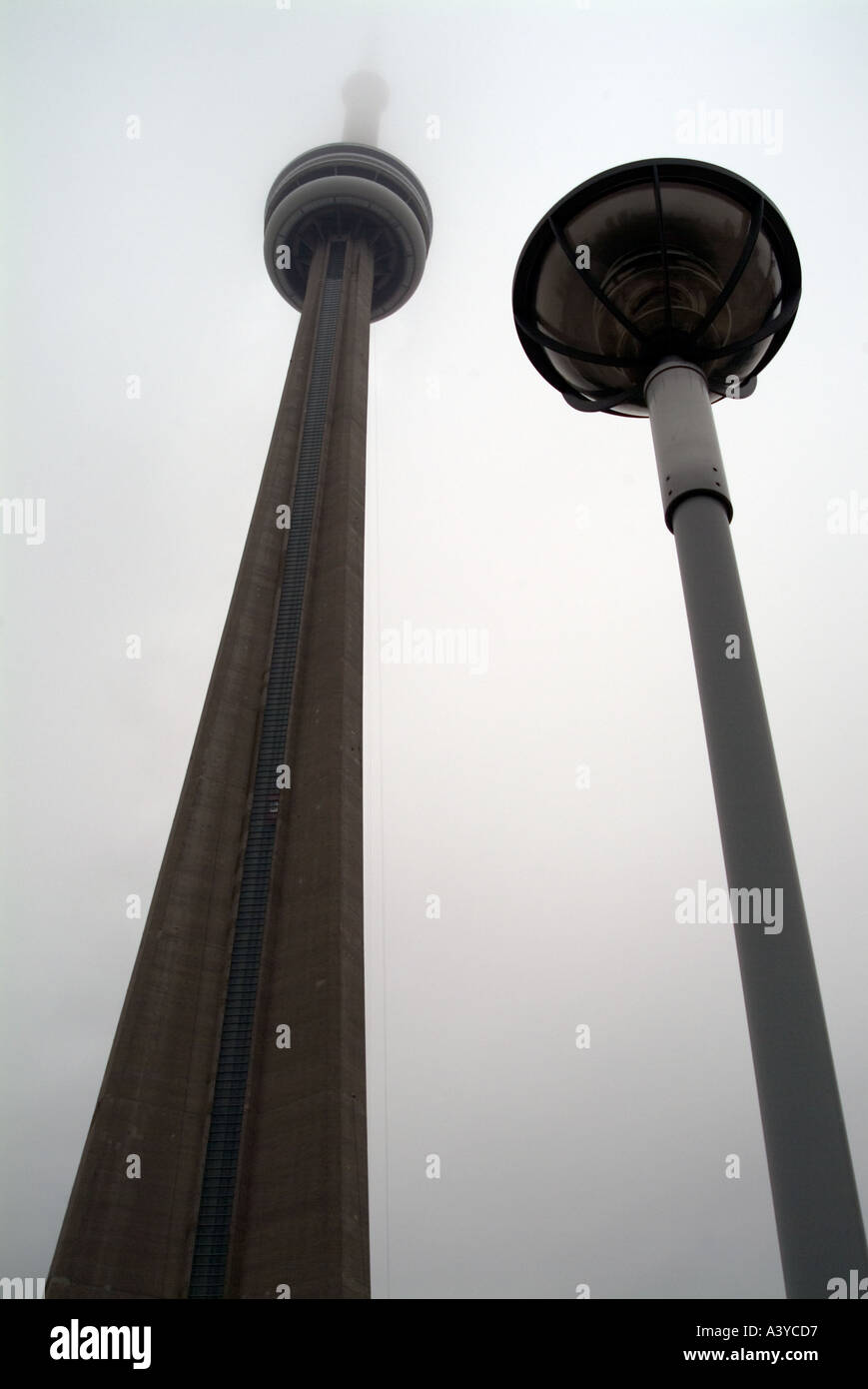CN Tower beside street lamp post Toronto, Canada North America Stock ...