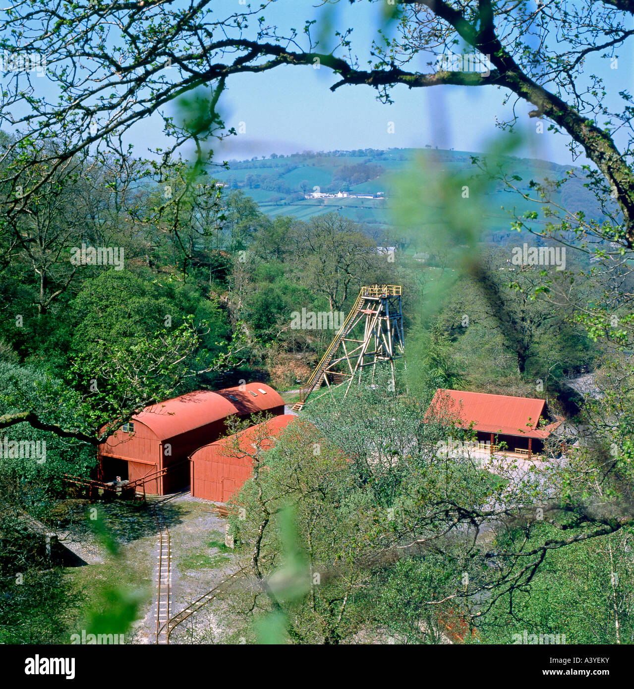 A view of the Dolau Cothi Roman Gold Mine site buildings sheds and ...