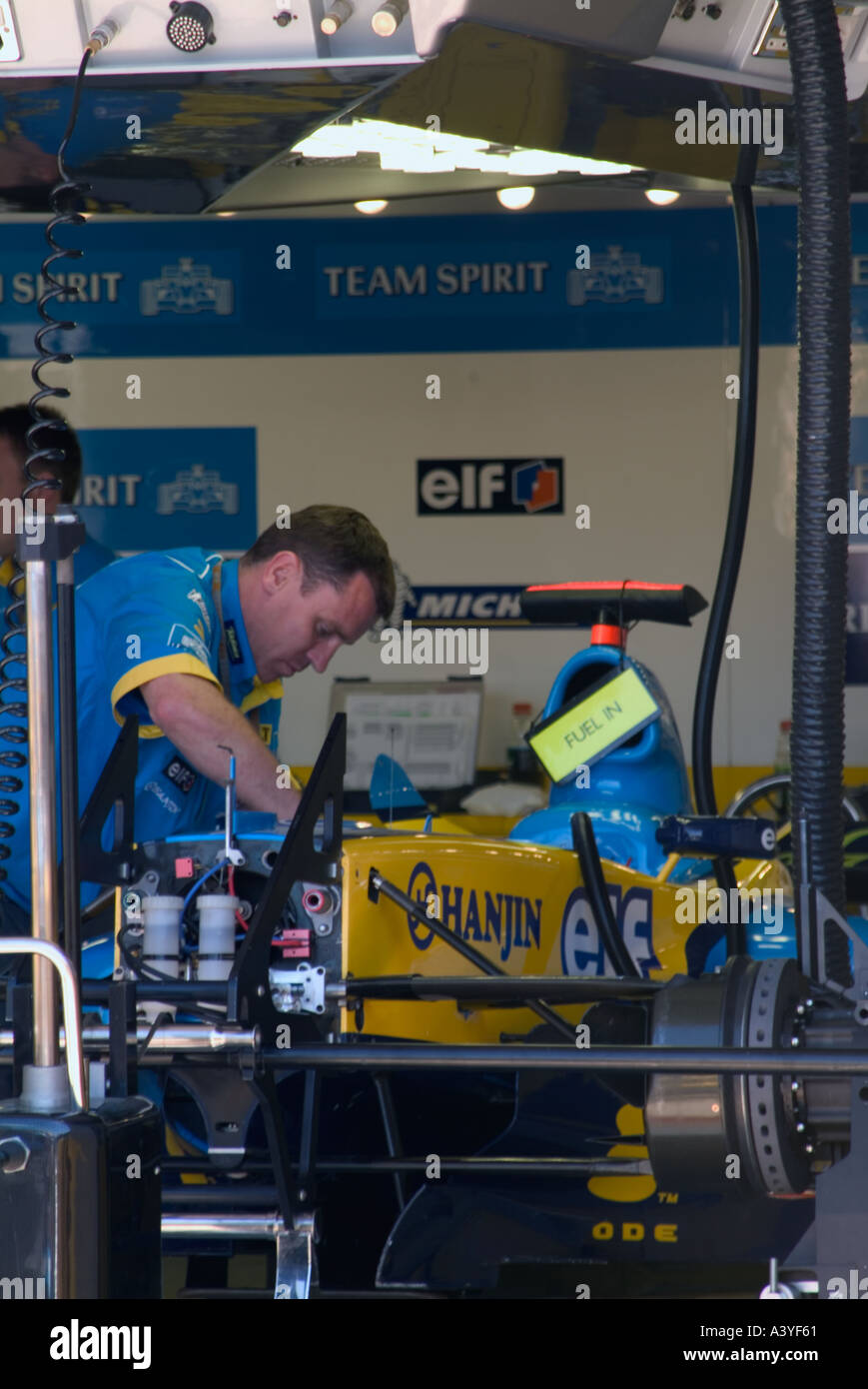 Formula 1 racing car pits front garages elf renault michelin Gilles ...