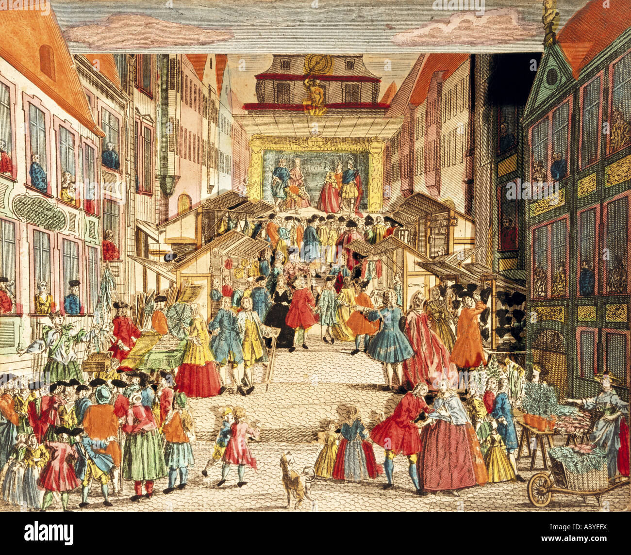 festivity, fairs, scenery in five settings, Augsburg, mid 18th century ...