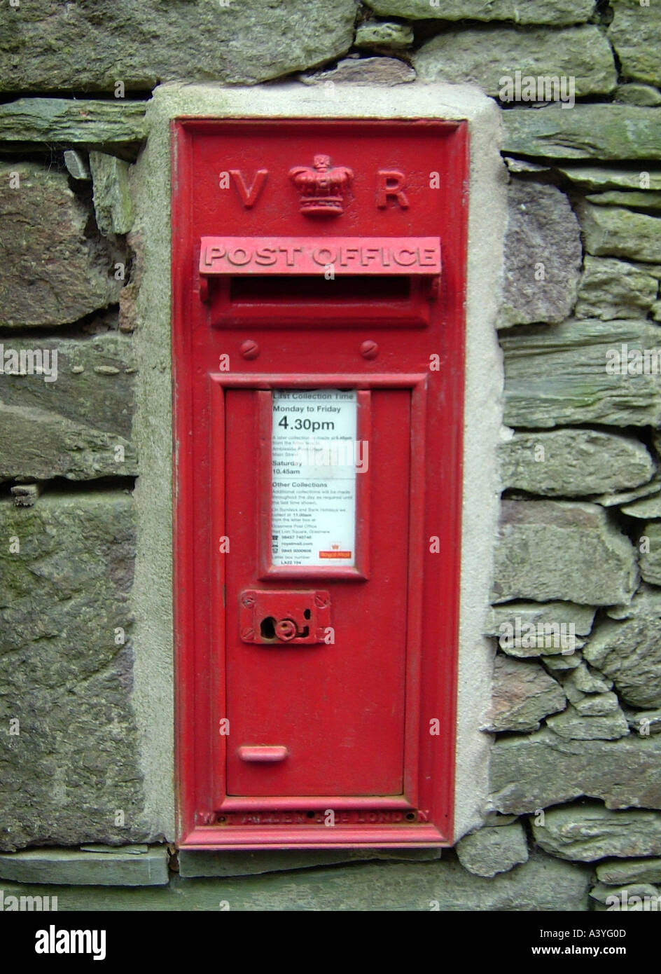 VICTORIAN LETTER BOX SET IN STONE WALL Stock Photo - Alamy