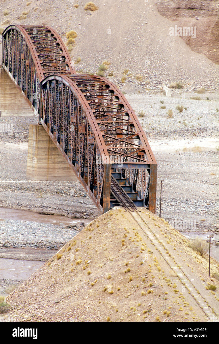 Old iron bridge over Mendoza river in western Argentina Stock Photo - Alamy