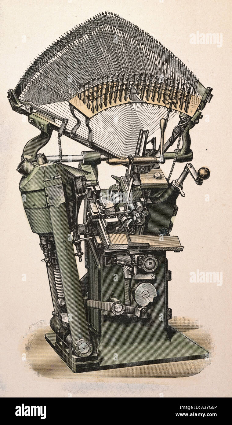 technics, printing, typesetting machine "Typograph", invented by J.R ...