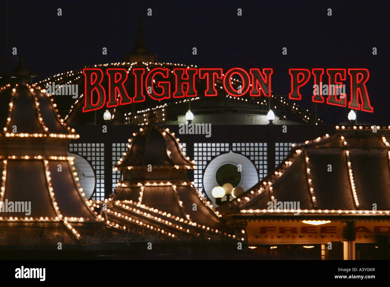 Brighton Pier Lights at night Stock Photo - Alamy