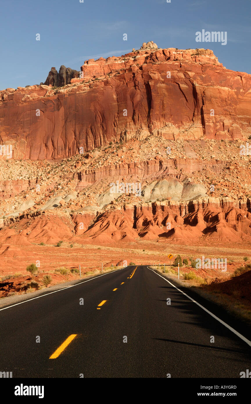 Highway 24 is the road into Capitol Reef National Park Torry Utah Stock ...