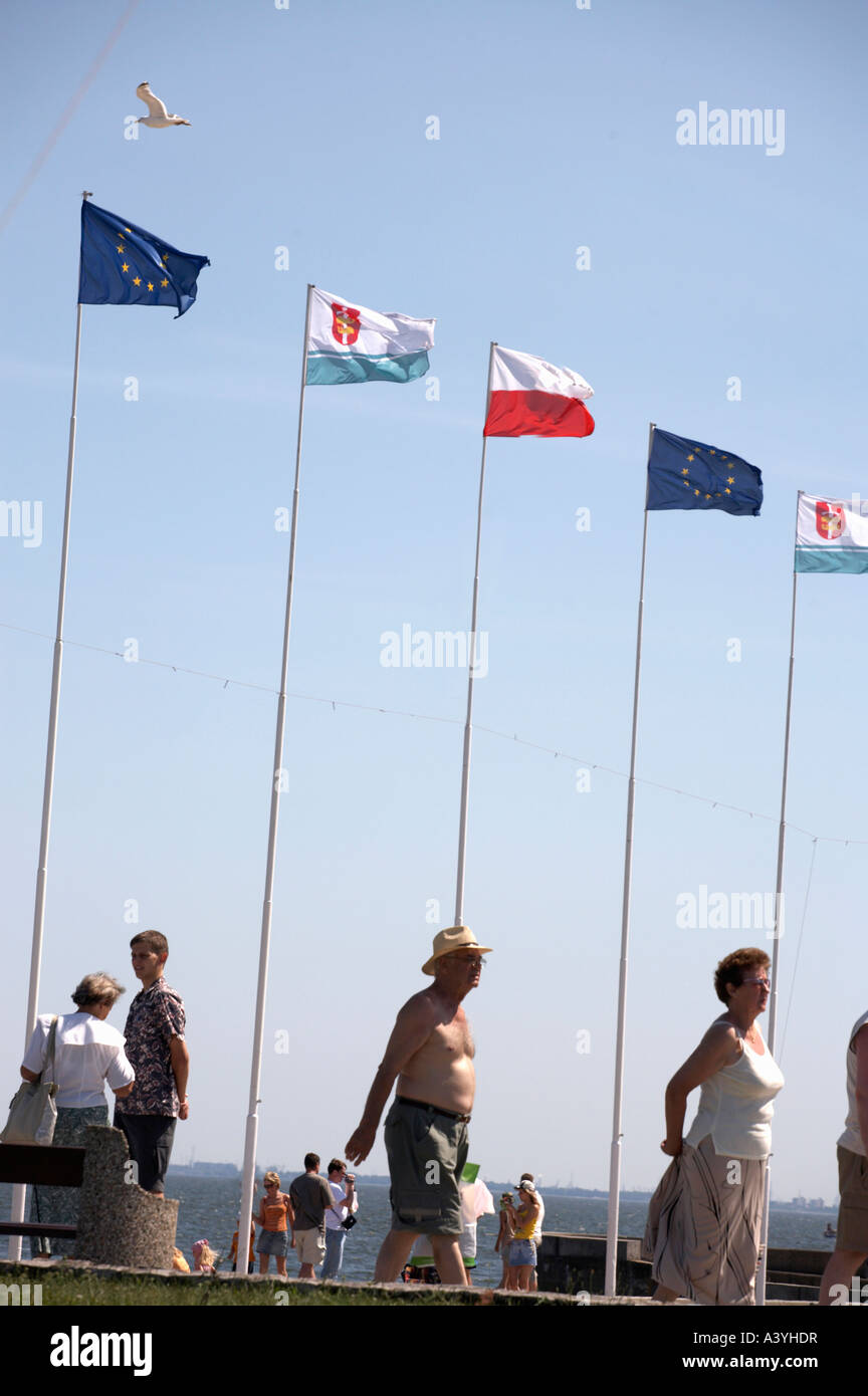 Flag poles at Gdynia, Poland Stock Photo - Alamy