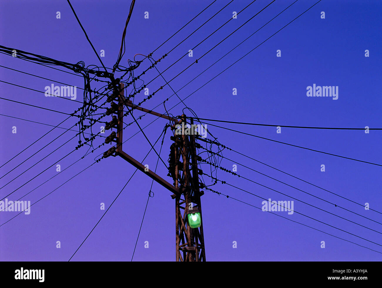 digital enhancement parking lot light and voltage lines and telephone ...