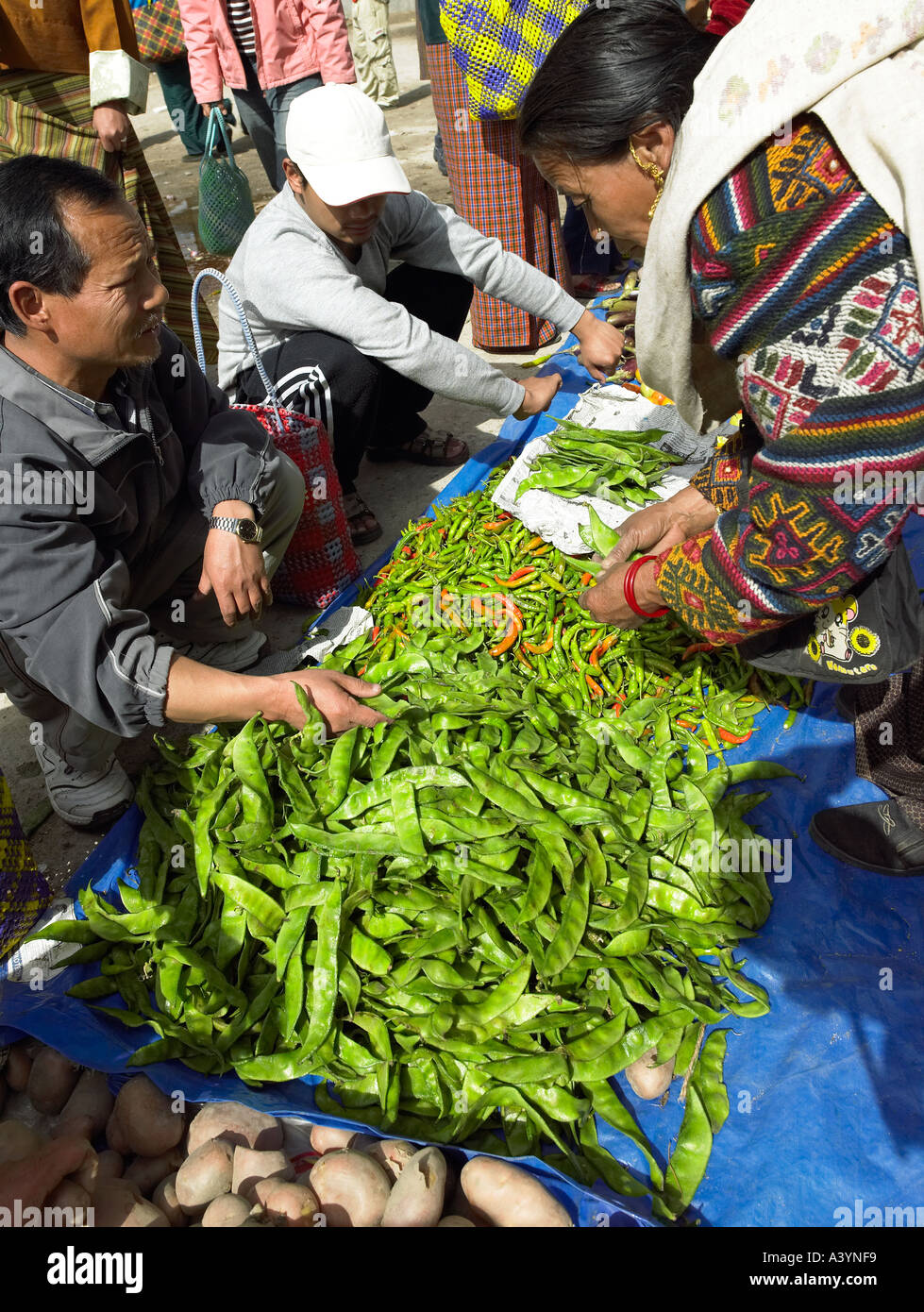 Morning market in Paro in the Kingdom of Bhutan Stock Photo - Alamy