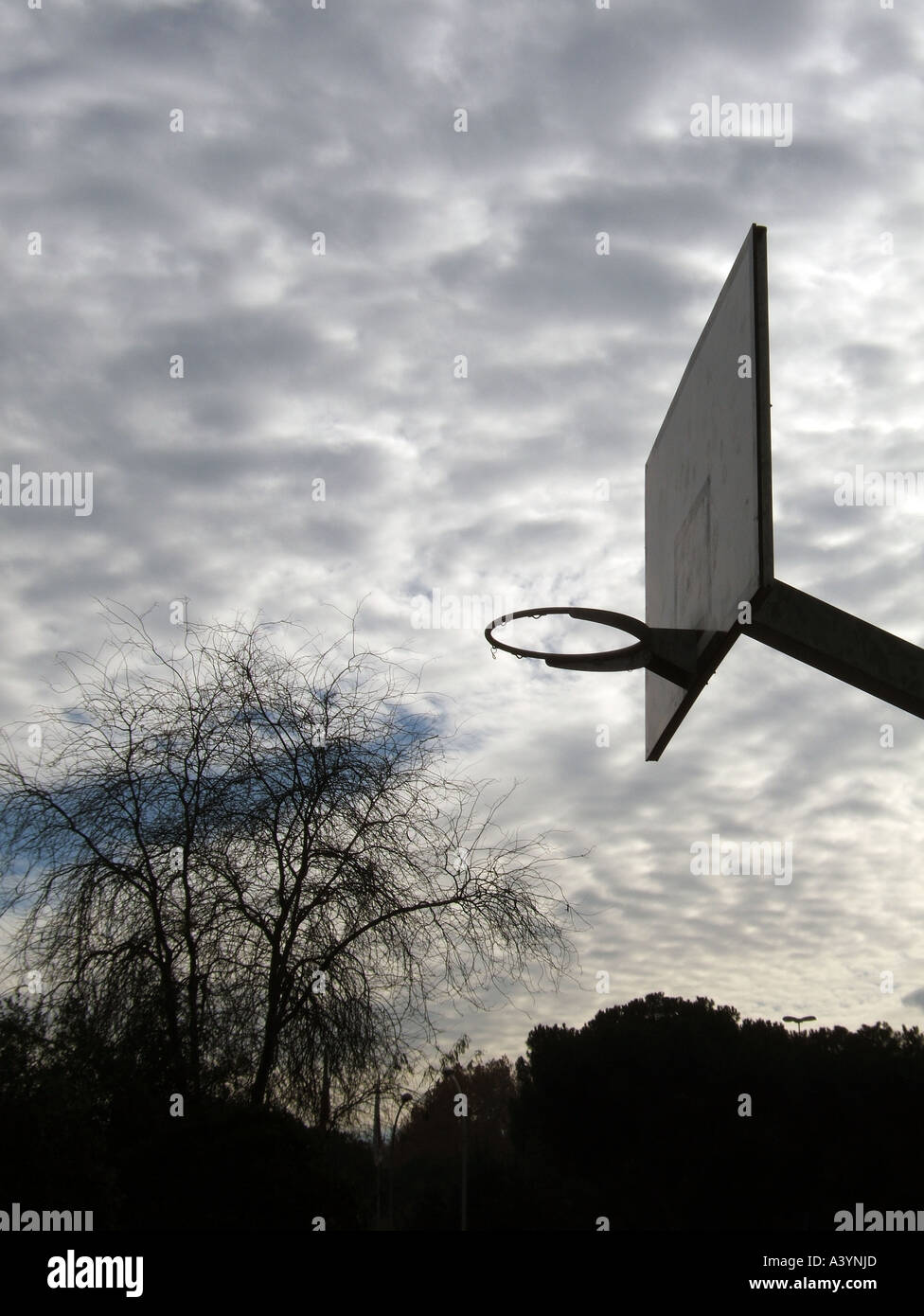 basket ball pitch and dramatic sky Stock Photo - Alamy